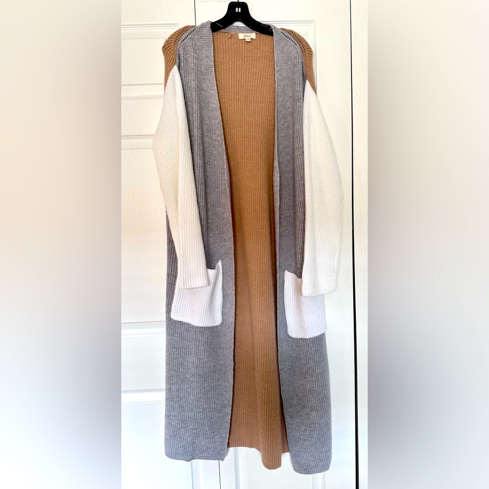 Open Front Cable Knit Cardigan/Duster Size M - Gem